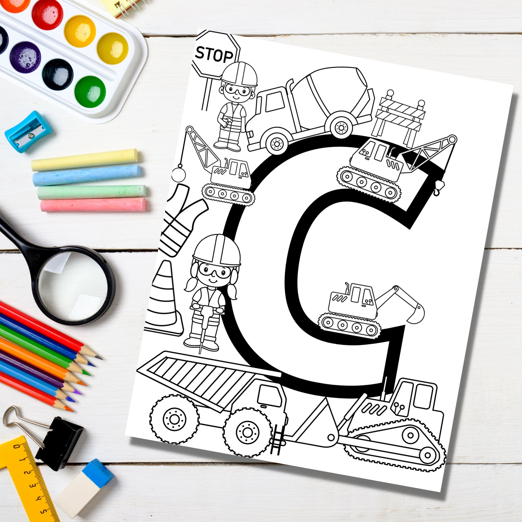 Construction Activity Book: Coloring, Maze, Math (PDF Download) - Etsy
