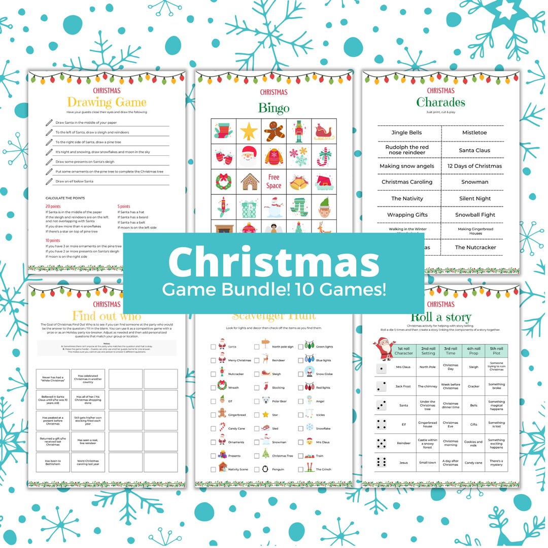 Christmas Game Bundle Memory Game Bingo Charades - Etsy