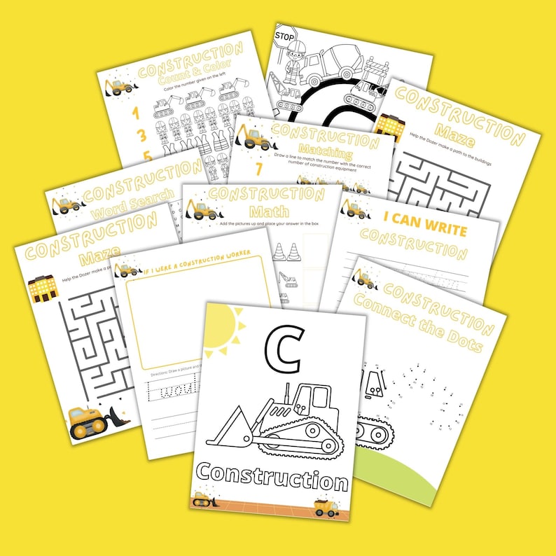 Construction Printable Activity Book - PDF Download: Connect the Dots ...