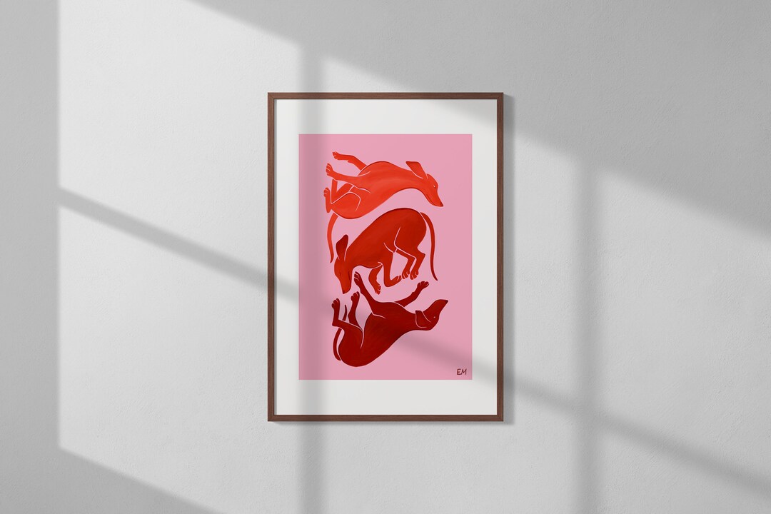 Three Red Pointers Illustration / Minimalistic & Contemporary Wall Art ...