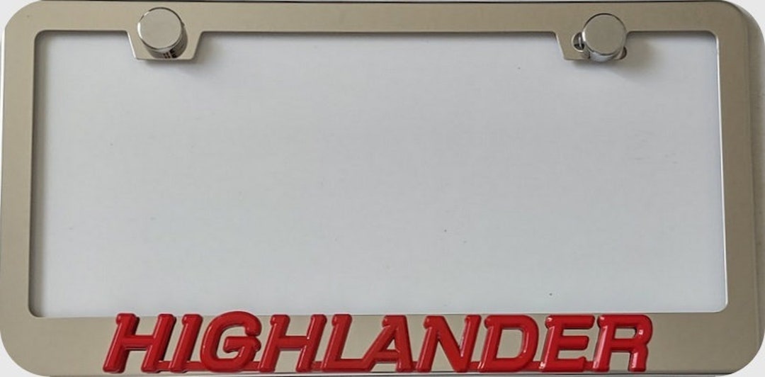 TOYOTA HIGHLANDER 3D Red Script Stainless Steel License Frame Optional ...