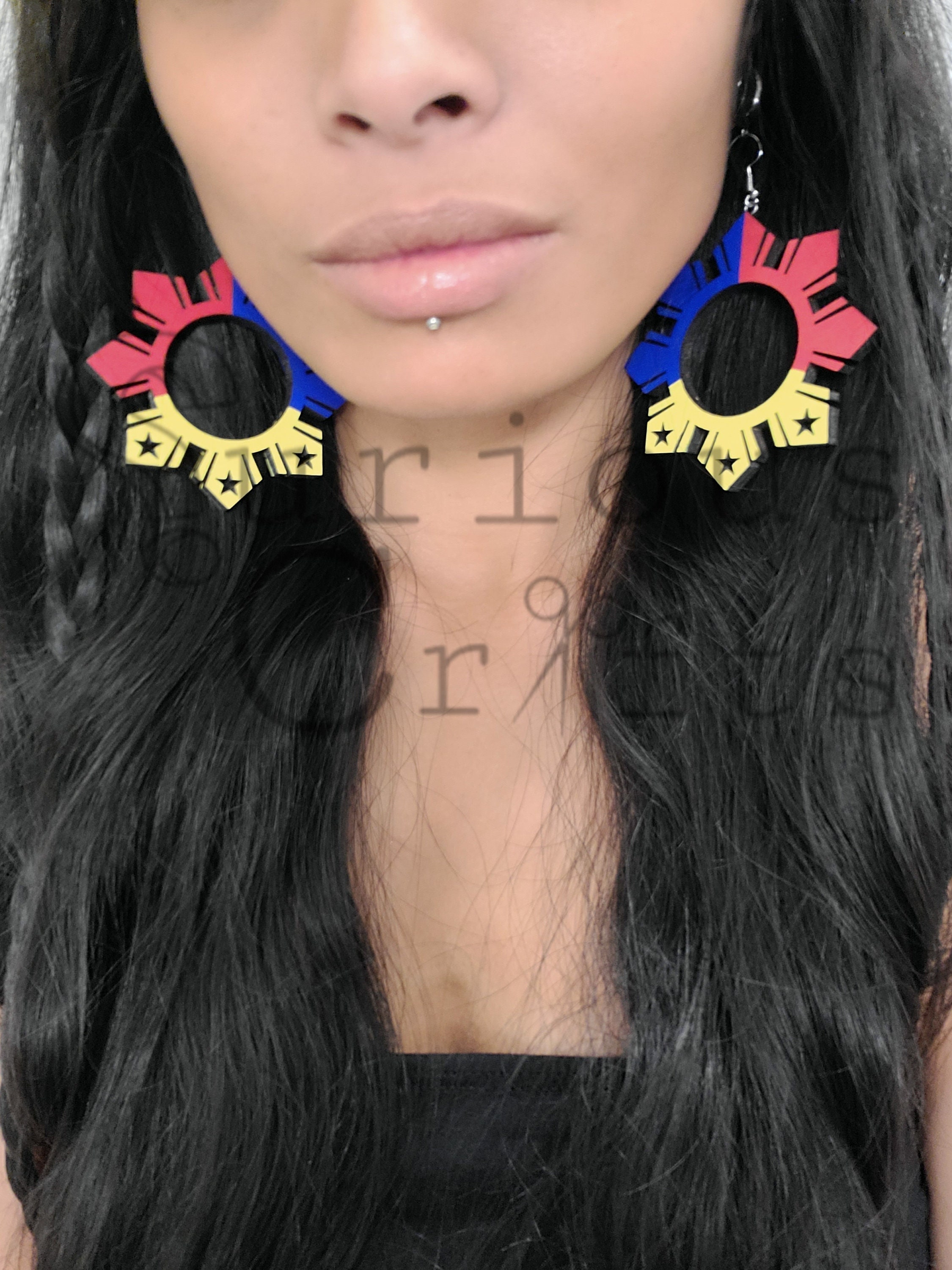 Filipino Dangle Earrings | Painted Filipino Tribal Sun | Sun and 3 ...