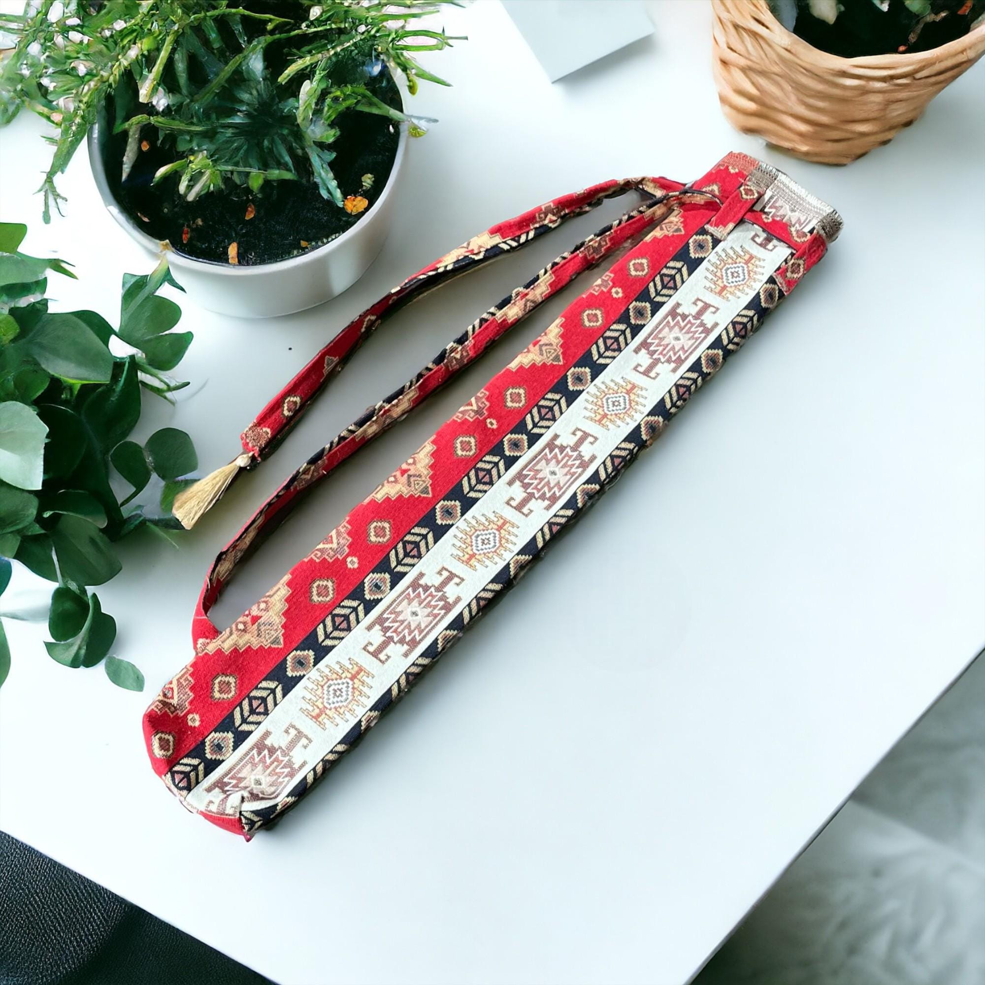 Ethnic Patterned Flute Bag - Shoulder Strap, Protective Case for Native ...