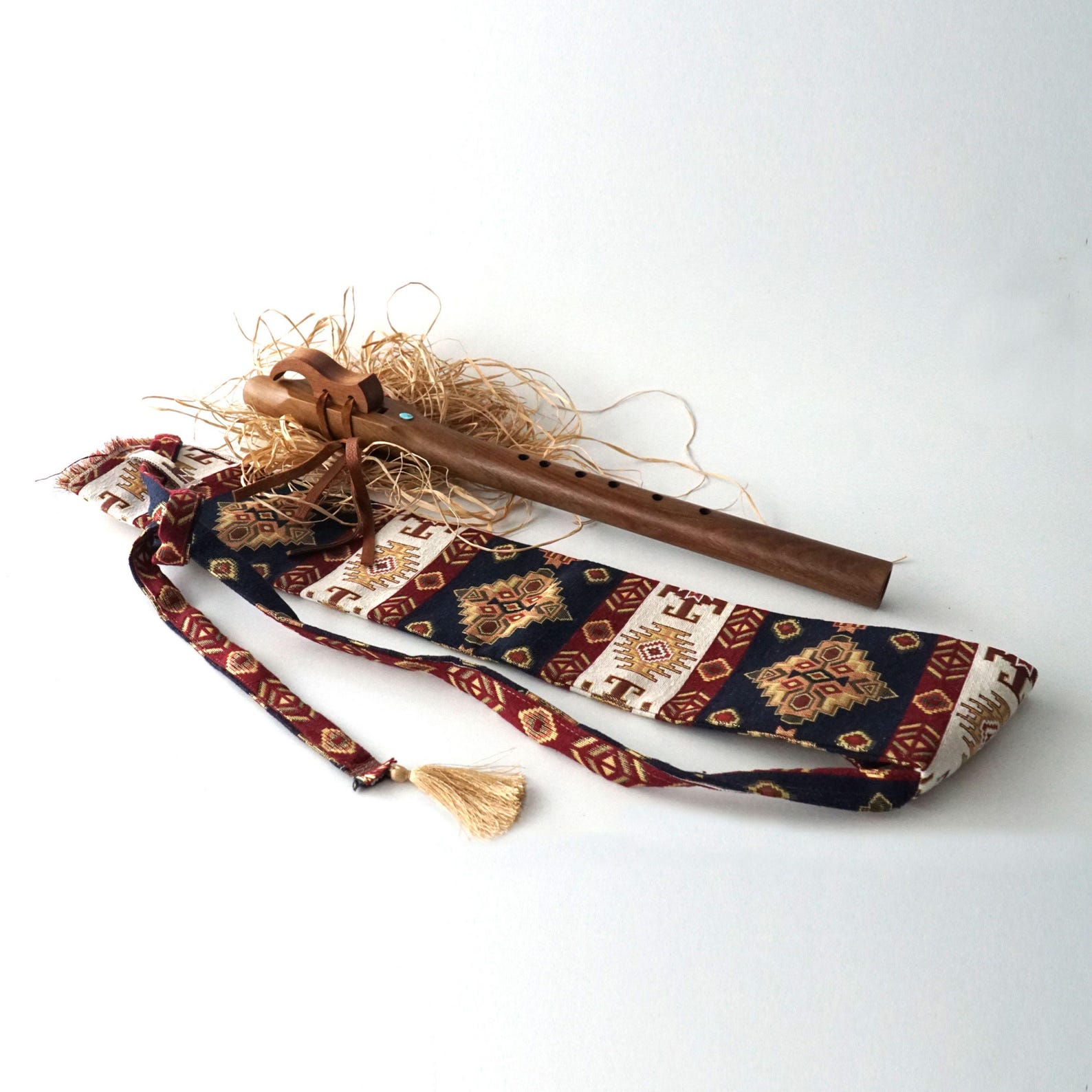 Ethnic Patterned Flute Bag - Shoulder Strap, Protective Case for Native ...
