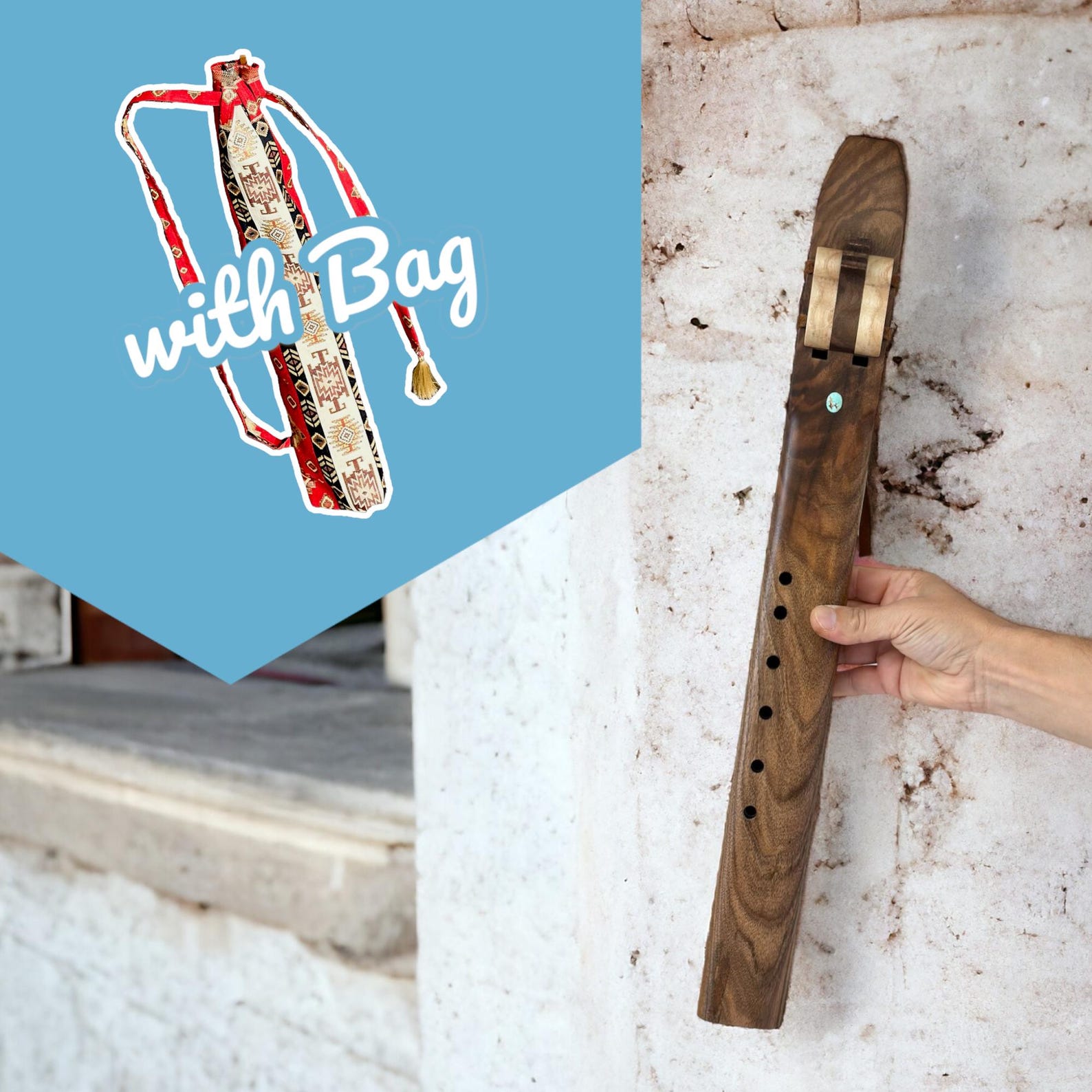 Ethnic Patterned Flute Bag - Shoulder Strap, Protective Case for Native ...