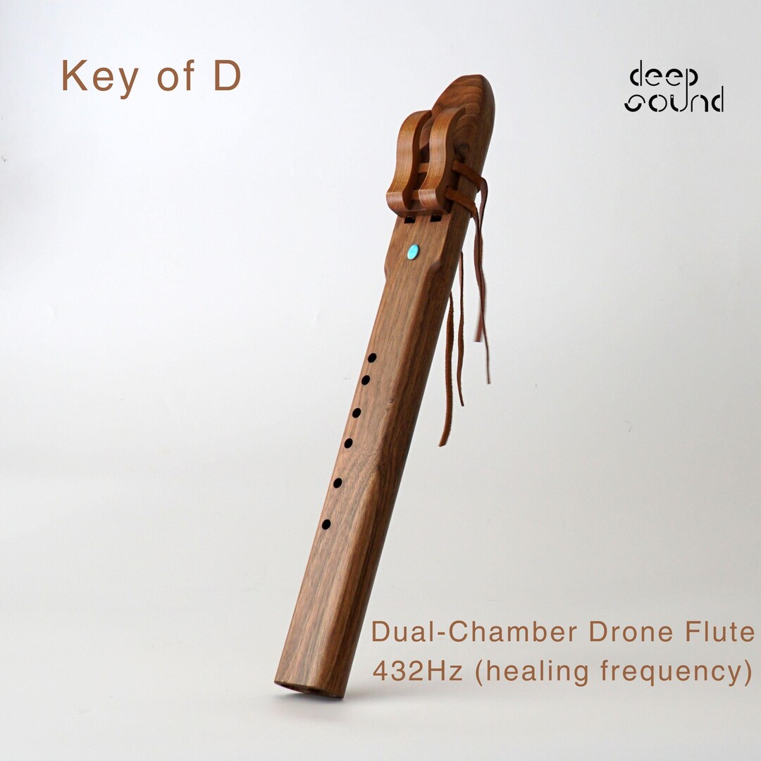 Drone Flute D Key, Walnut Dual-chamber Native American Style, 432hz ...