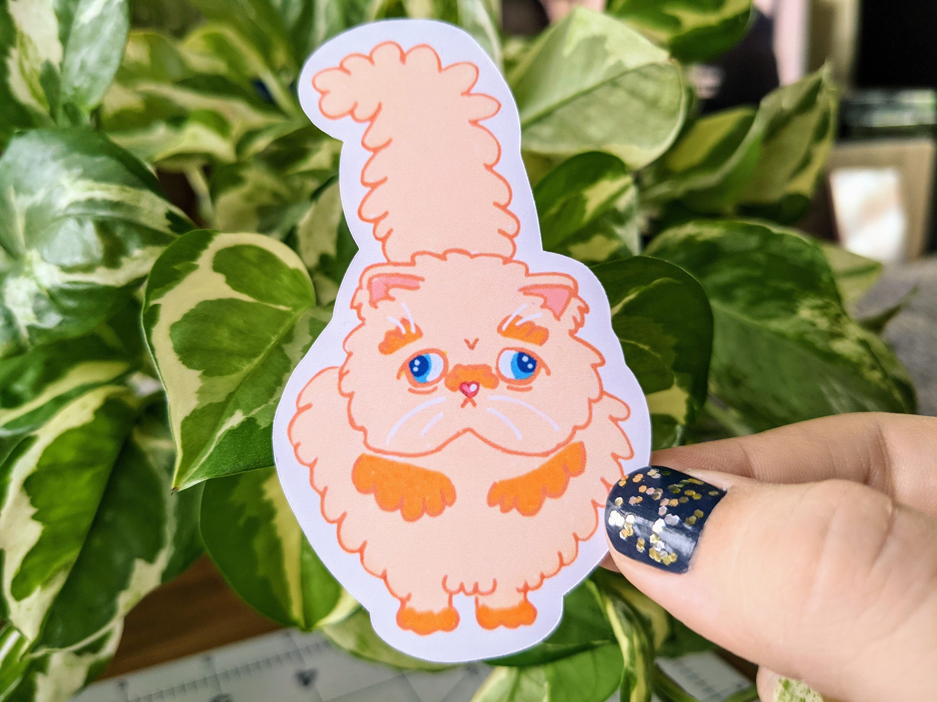 Fuzzy Pussy Cat Sticker Waterproof Vinyl Die Cut Sticker Etsy