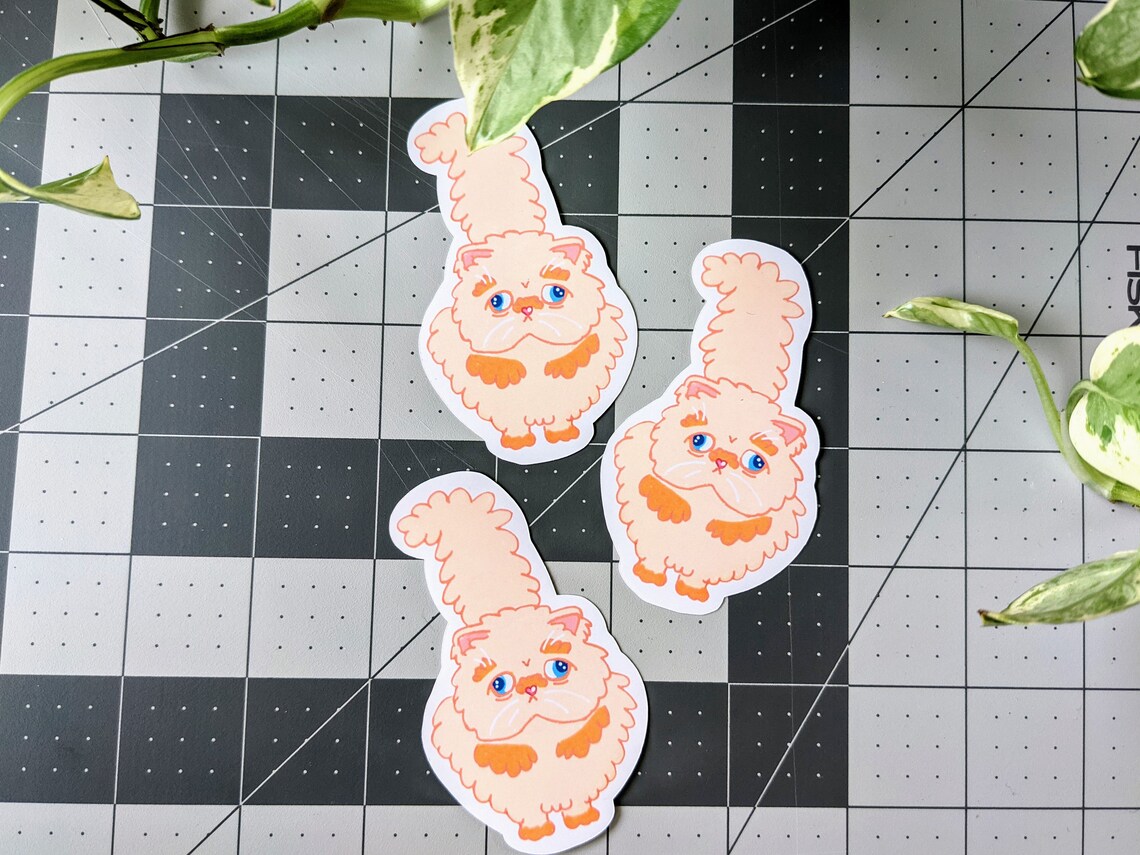 Fuzzy Pussy Cat Sticker Waterproof Vinyl Die Cut Sticker Etsy