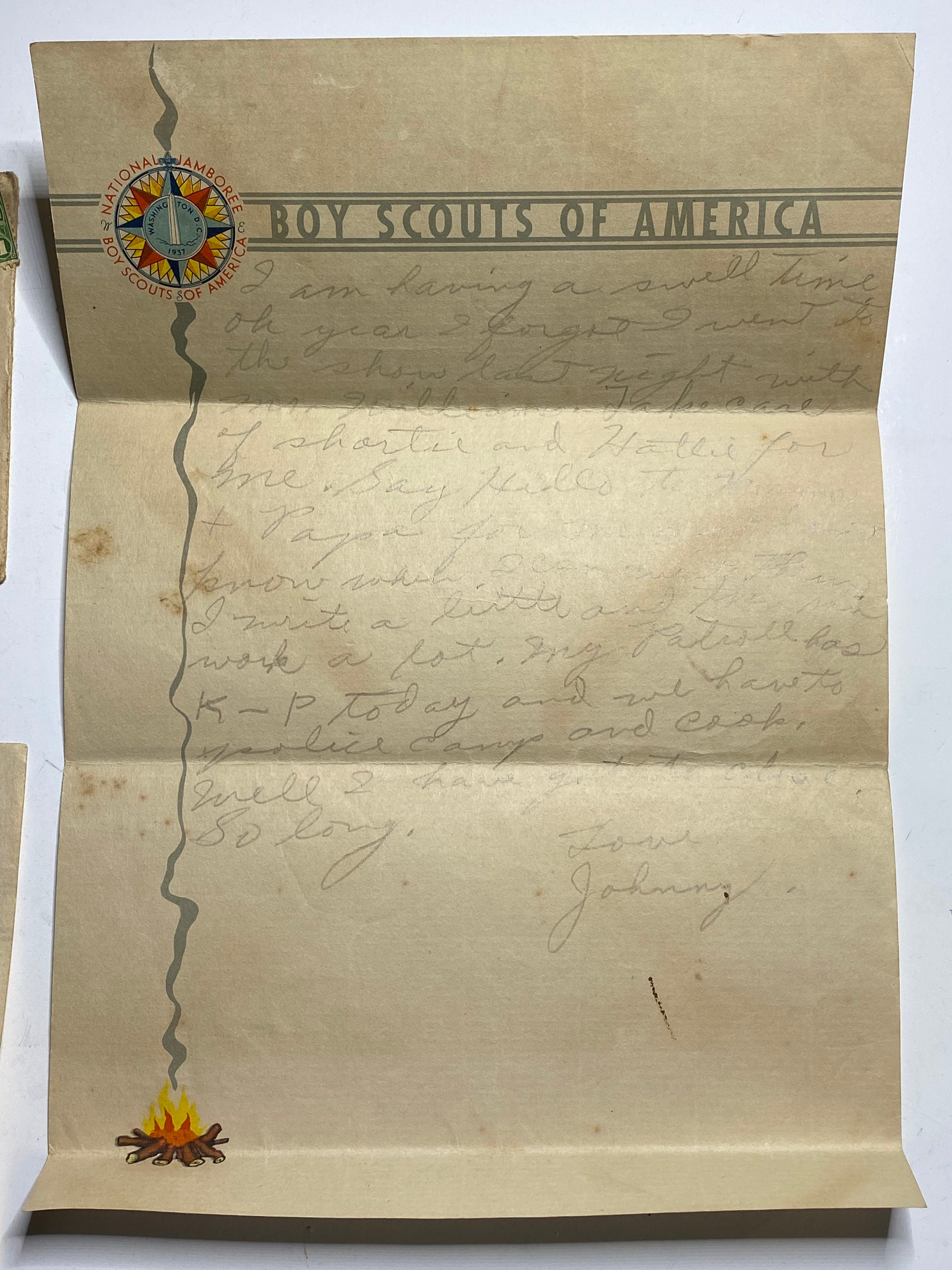 1937 Boy Scouts Cover & Letter on Letterhead From 1st National Jamboree ...