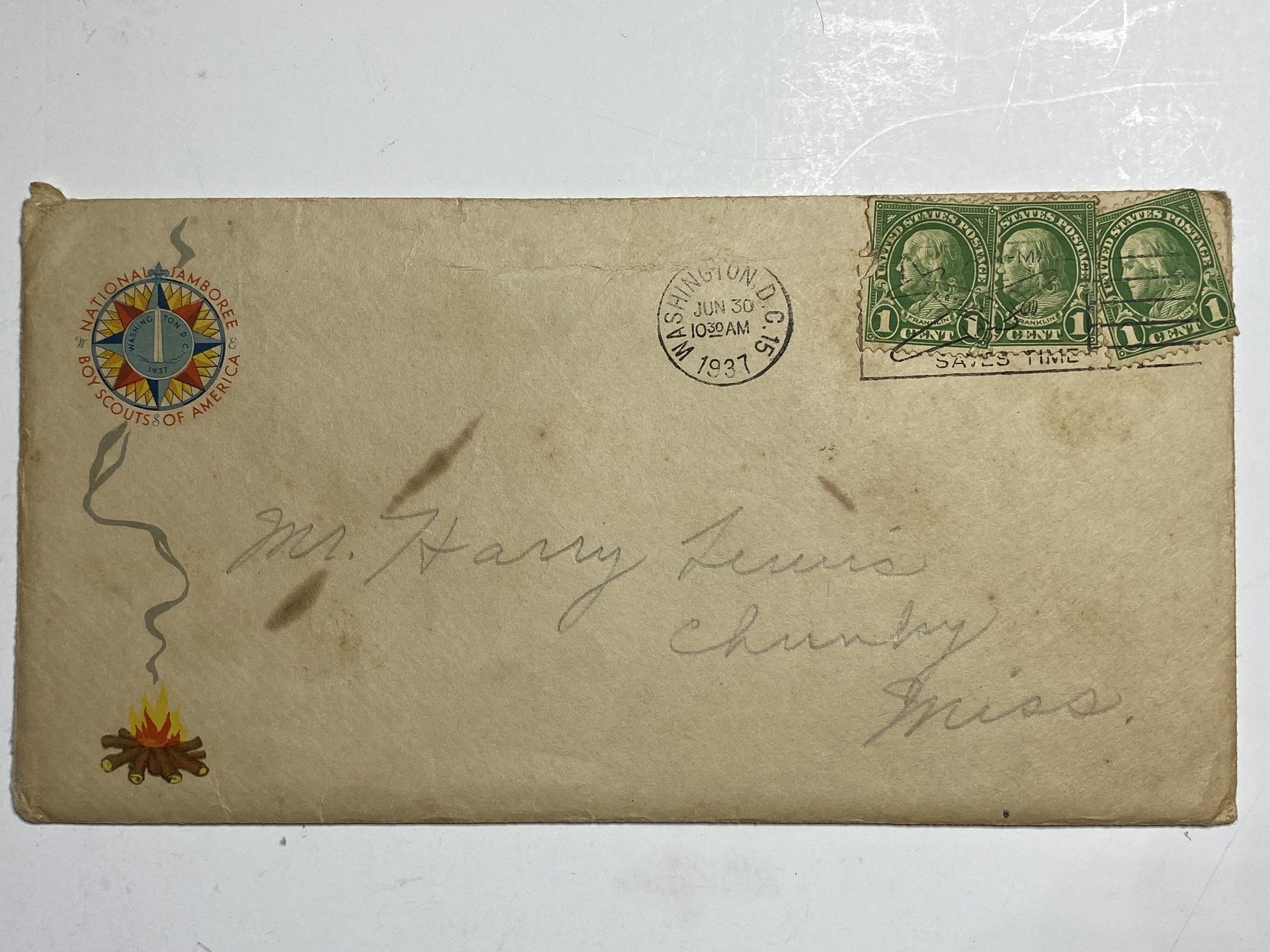 1937 Boy Scouts Cover & Letter on Letterhead From 1st National Jamboree ...