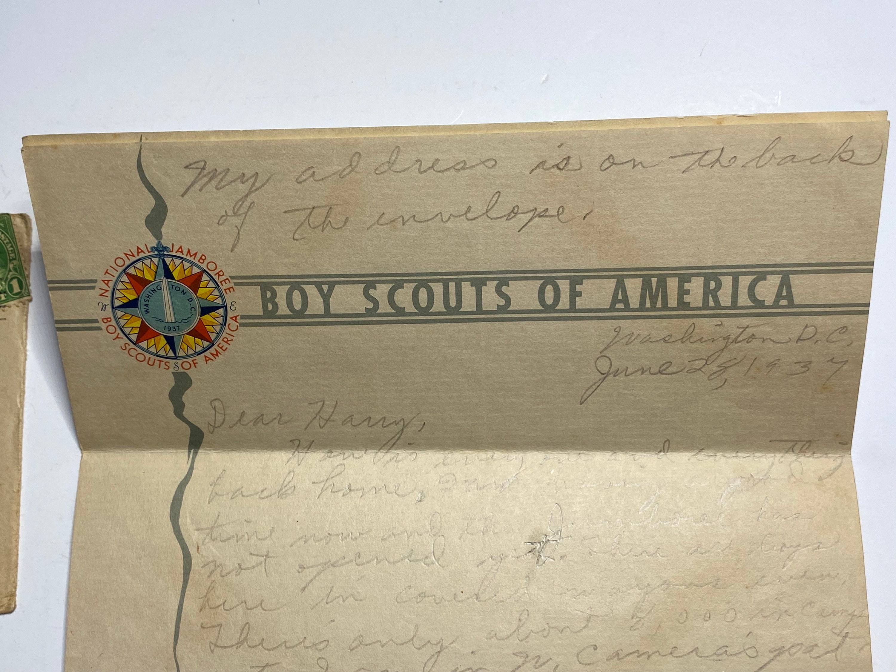 1937 Boy Scouts Cover & Letter on Letterhead From 1st National Jamboree ...