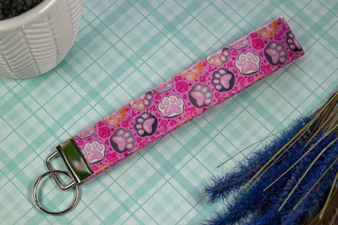 Pink Cat Paws Inspired Fabric Key Fob Wristlet - Etsy