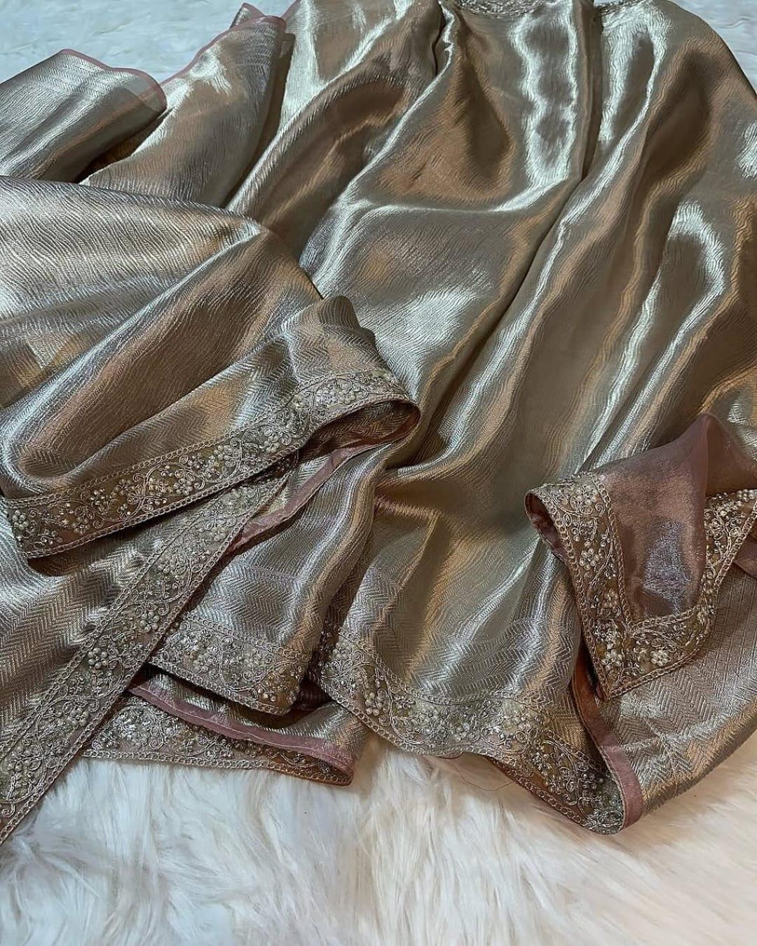 Kanchipuram Banarasi Soft Tissue Silk Saree All Over Lace Work Border ...