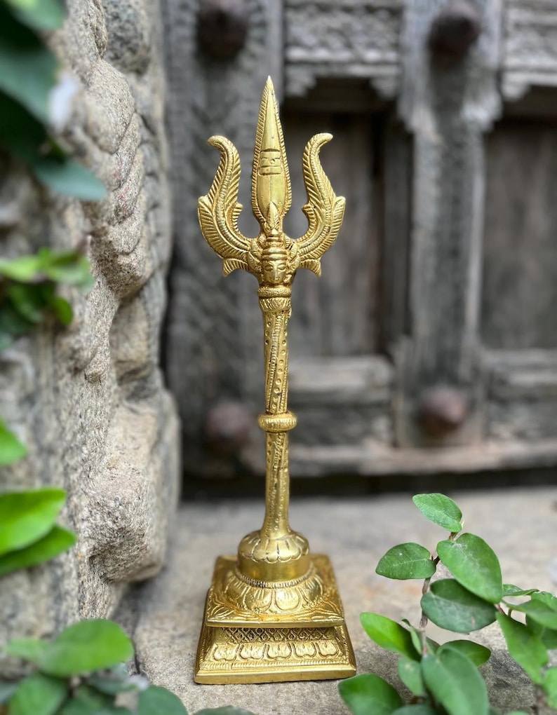 2 Vintage Pure Brass Shiva Trishul Yantra You Can Keep This Your Temple ...