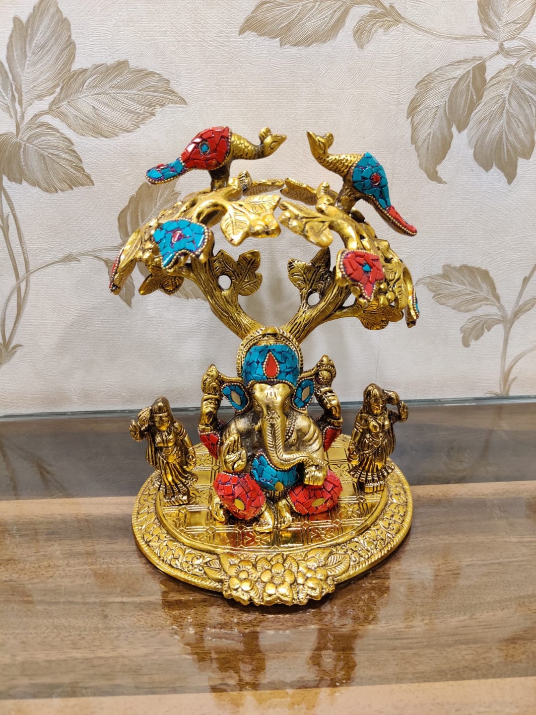 Ganesha Tree With Riddhi Siddhi and Semi-precious Stone Work Table ...