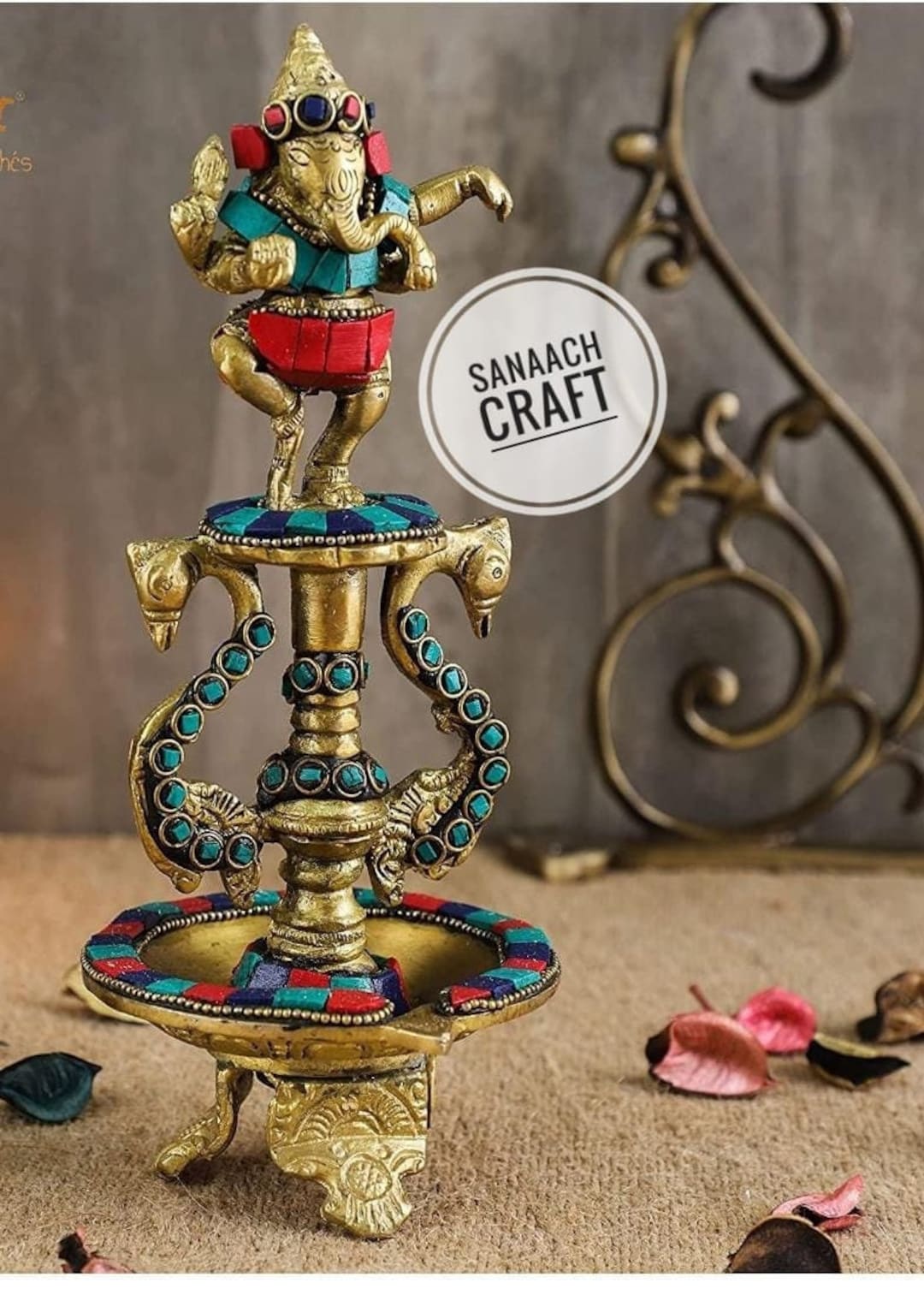 Antique Lord Ganesha Deepak Stone Work Vintage Statue for All Those Who ...