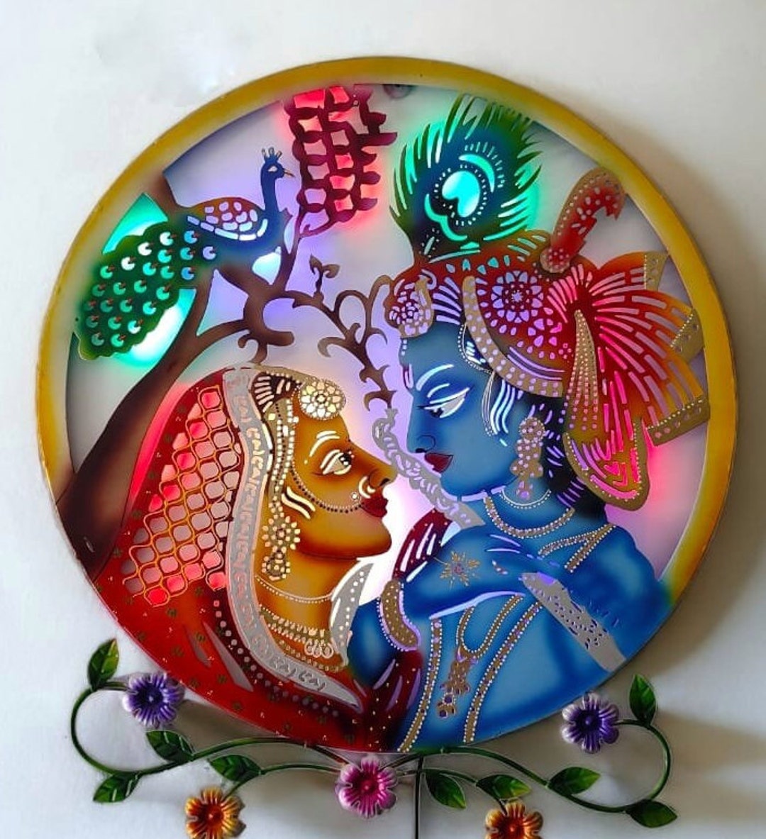 Matel Wall Decore of Radha Krishna Symbol of Pure Love and Dedication a ...
