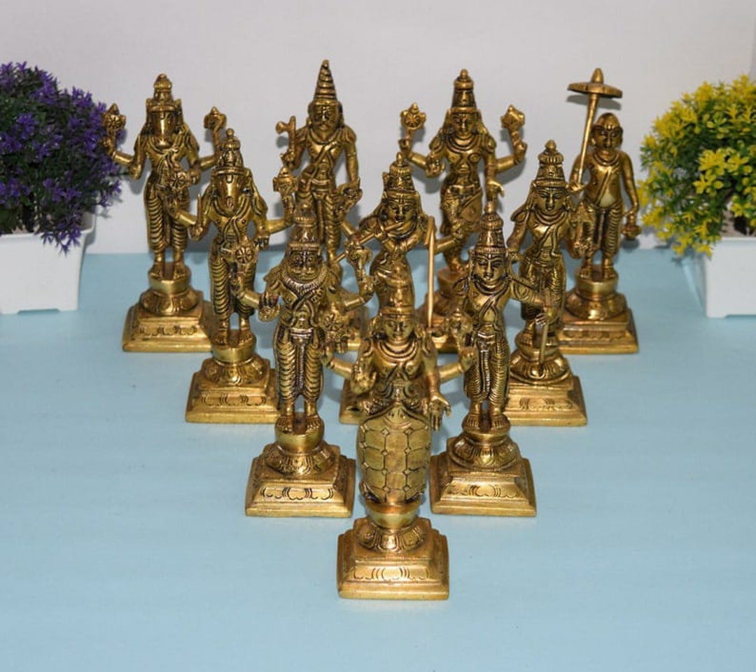 Vishnu Das Avtar Set of 10 Brass Vintage Decoration Table Temple ...