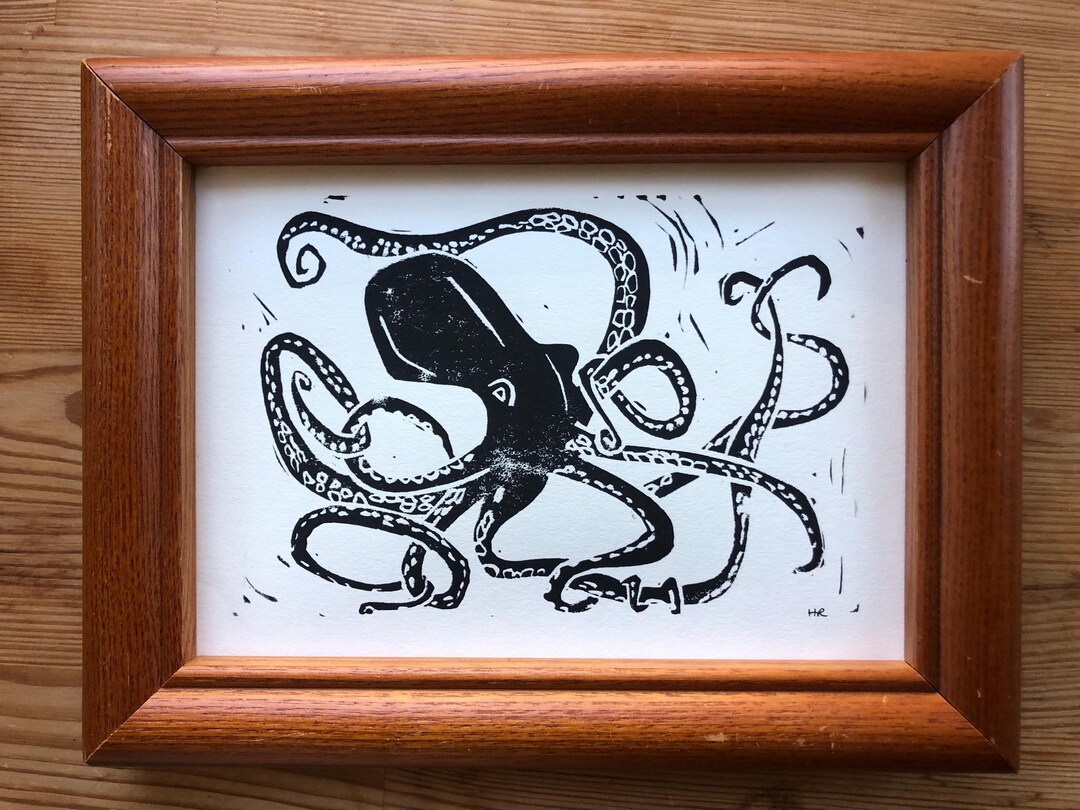 Octopus Woodblock Print - Etsy