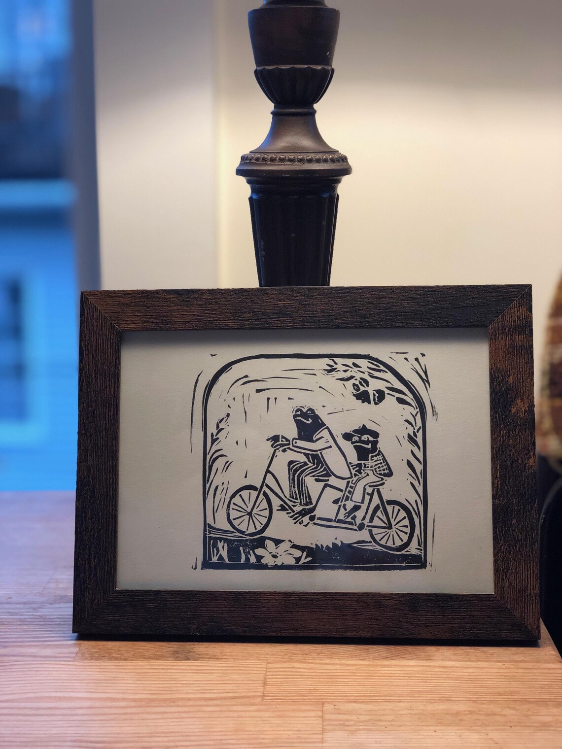 Frog & Toad Bicycle Woodblock Print - Etsy