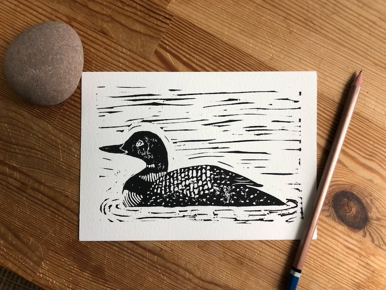 Loon Woodblock Print - Etsy