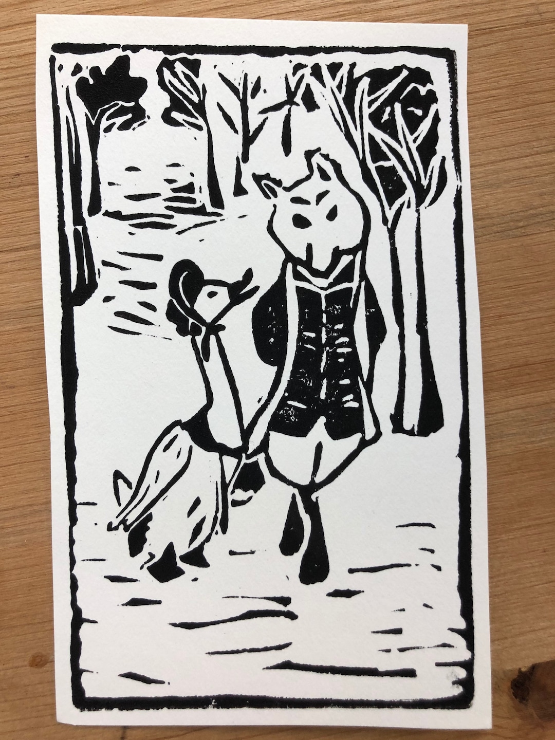 Fox and Goose Woodblock Print - Etsy