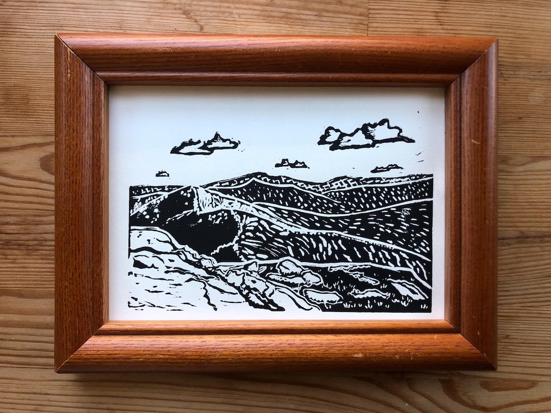 White Mountains Linocut Print - Etsy