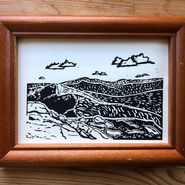 Mountain Linocut - Etsy