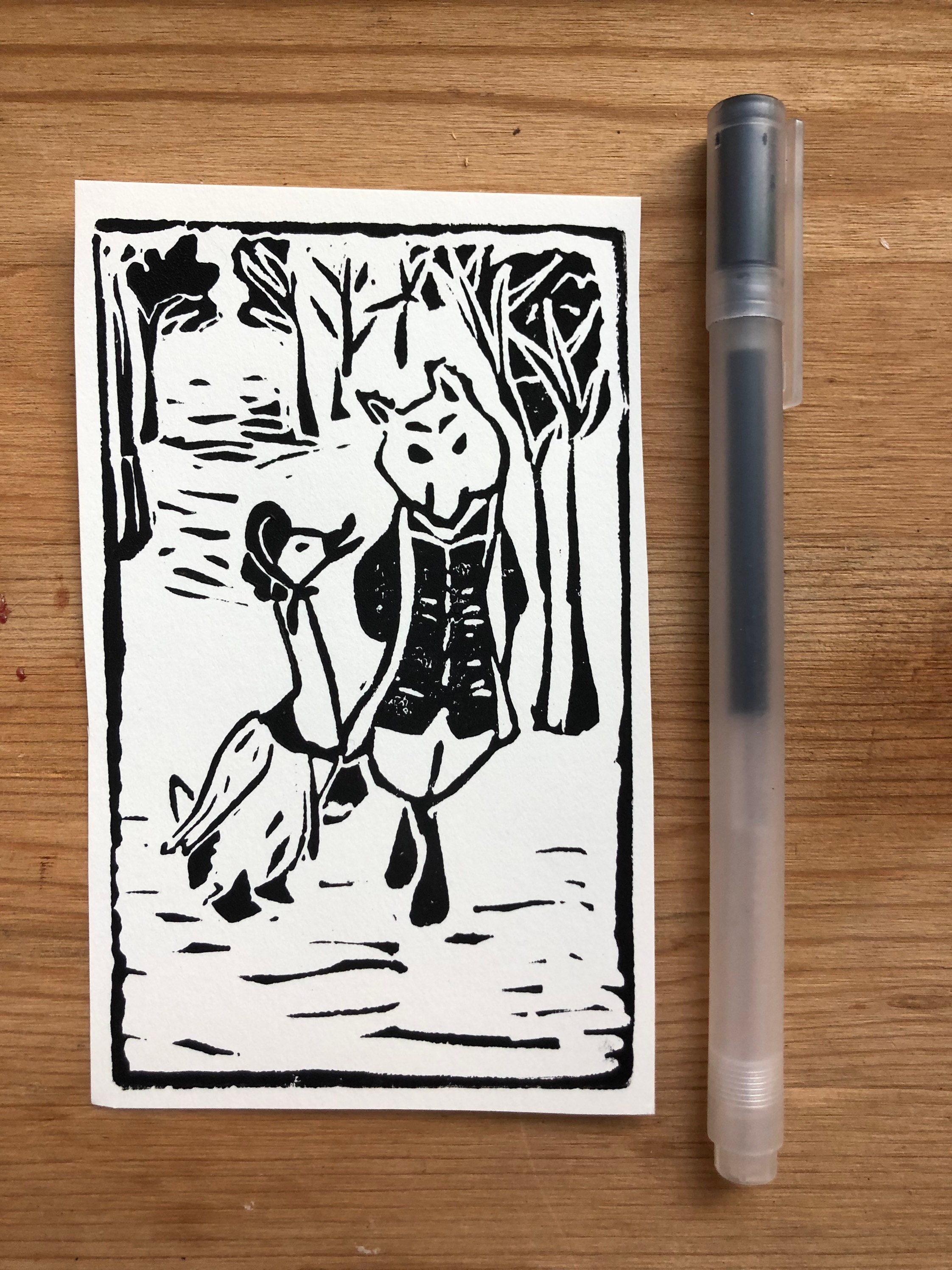Fox and Goose Woodblock Print - Etsy