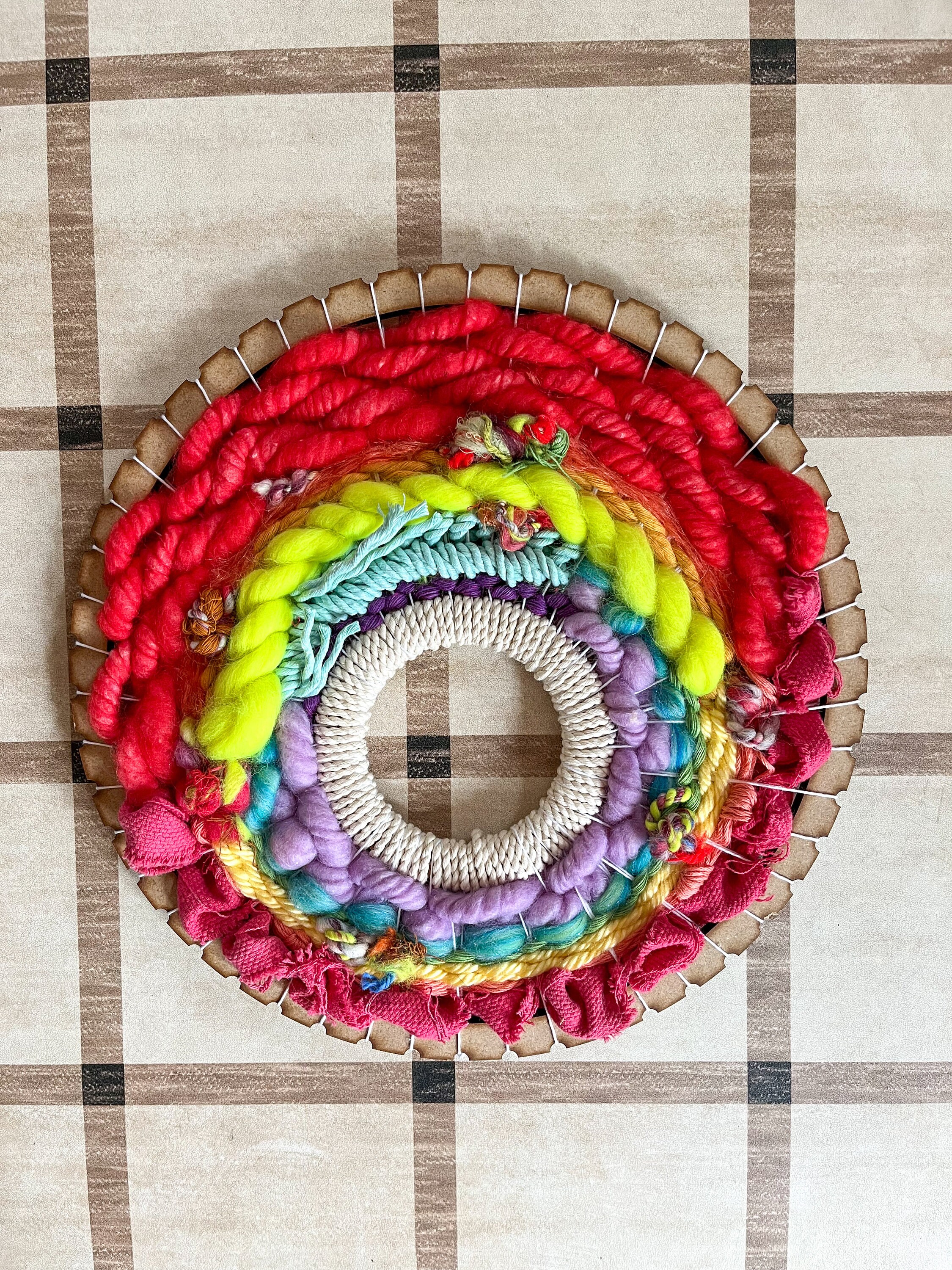 Circular Wall Hanging | Weaving | Double Rainbow - Etsy