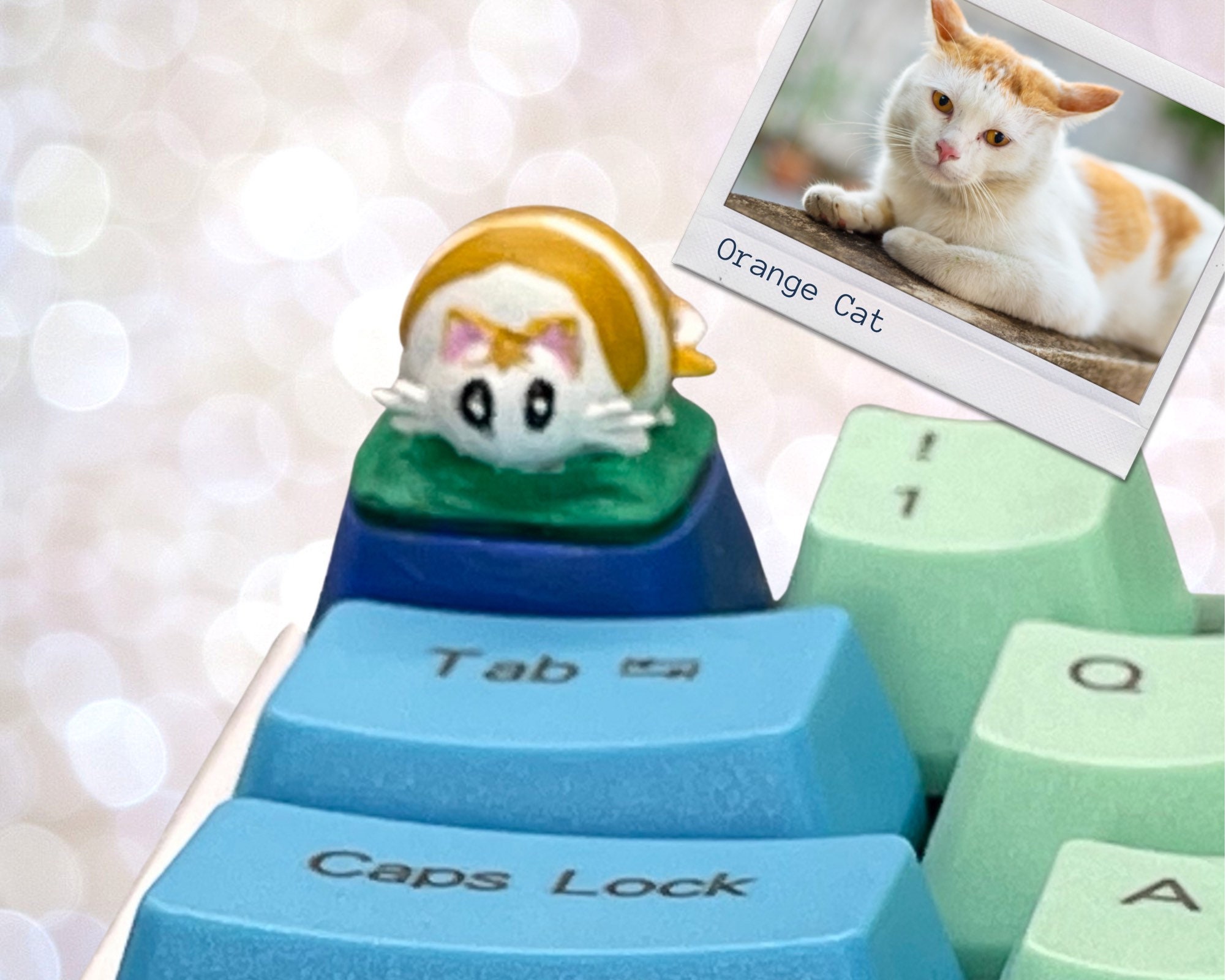 Couple cat keycap for backspace Custom Kitty Resin Artisan Keycap For ...