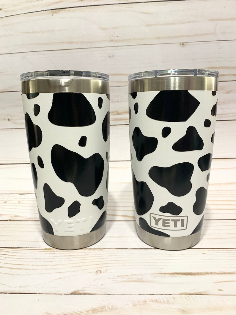 Yeti Brand Cow Print Stainless Steel Tumbler - Etsy