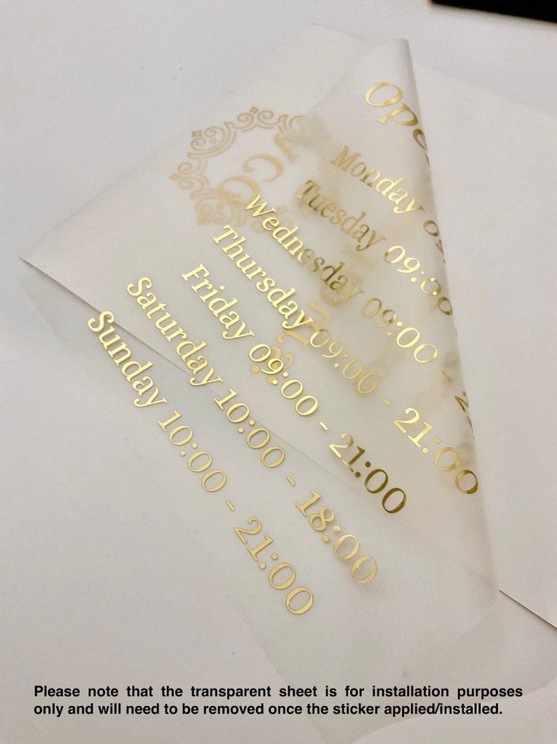 Personalised Gold Leaf Effect Window Sticker Own Logo or - Etsy