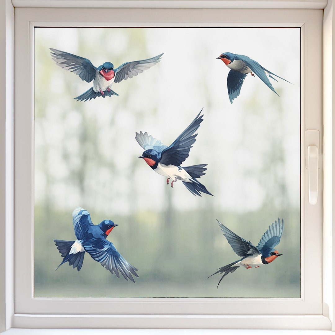 5 Birds Window Cling | Anti-bird Window Strike Decal Sticker | Reusable ...