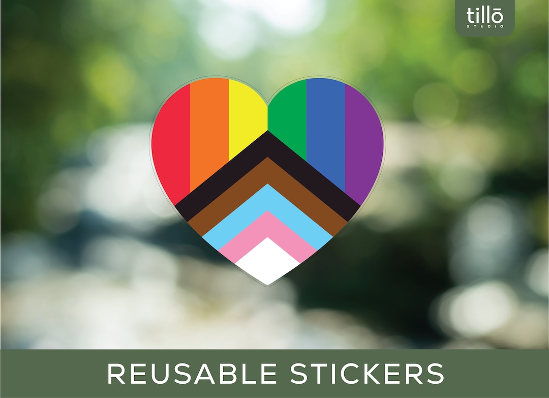 LGBTQ Progress Pro Flag Heart Reusable Stickers | Gay Pride, Pride ...