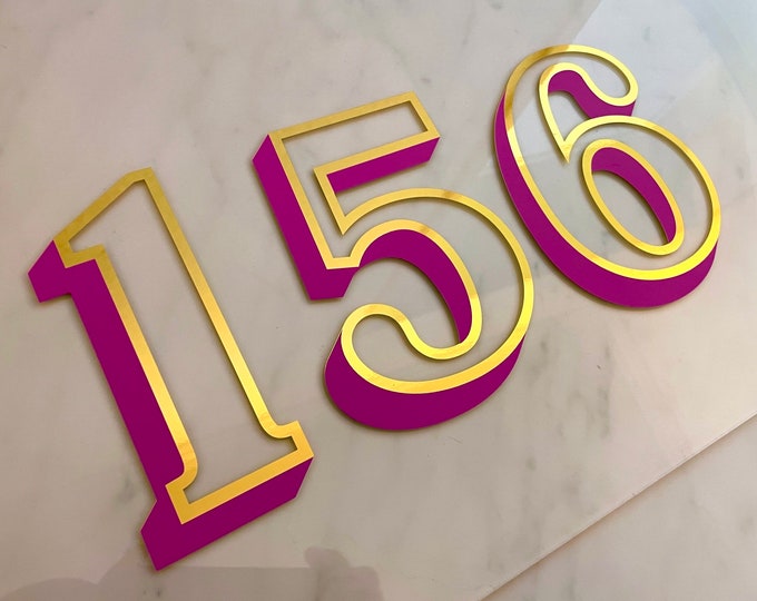 Premium Colored Gold Transom House Number | Personalised Chrome Gold ...
