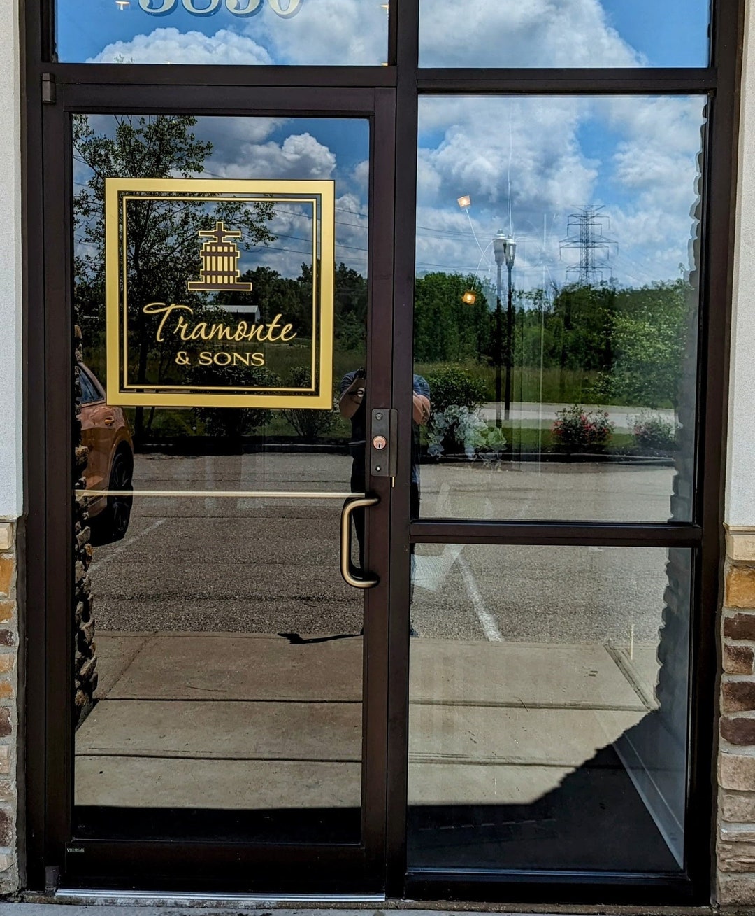 Custom Gold and Black Shadow Window Sticker | Gold Leaf Logo Effect ...