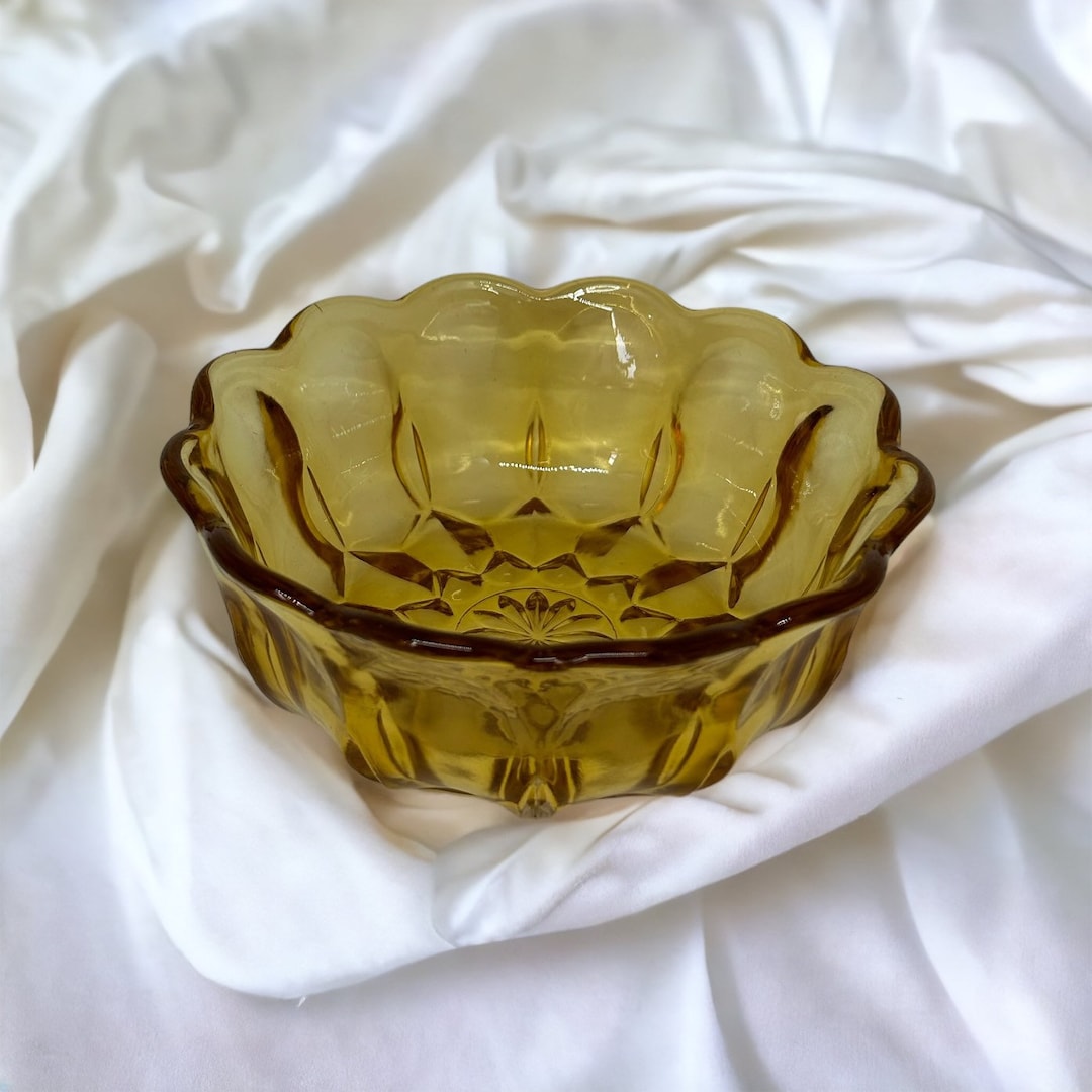 Vintage Amber Glass Bowl 15cm - Etsy