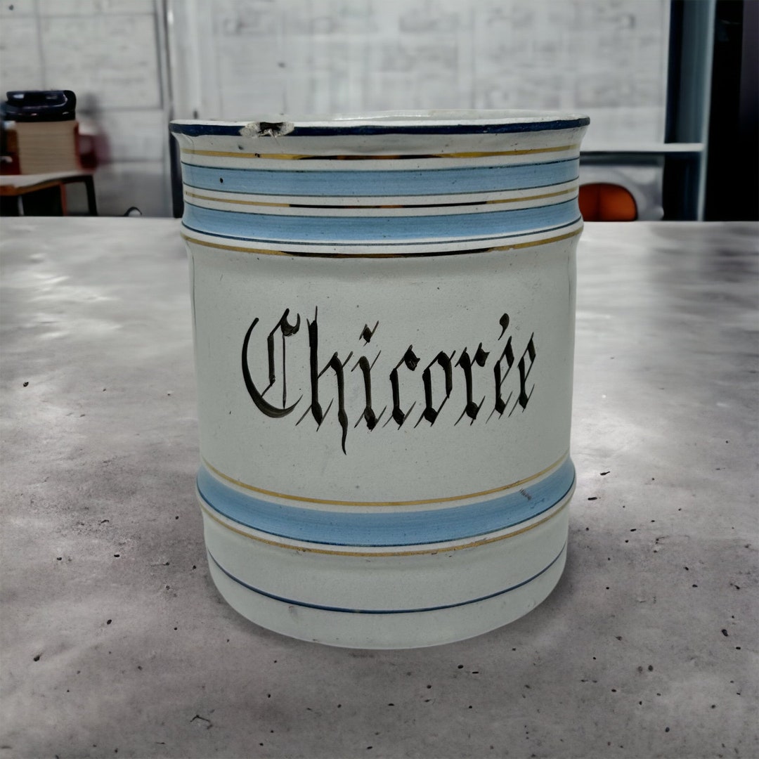 Vintage French Porcelain Enamel Tin Chicoree - Etsy