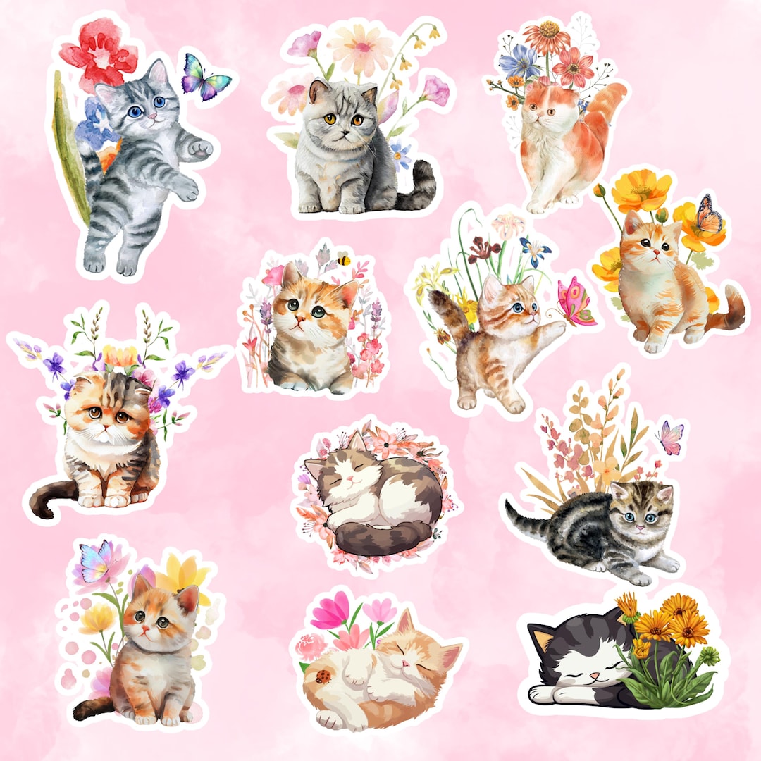 Kitten Stickers | Watercolor Cat Clipart (digital Download) - Etsy