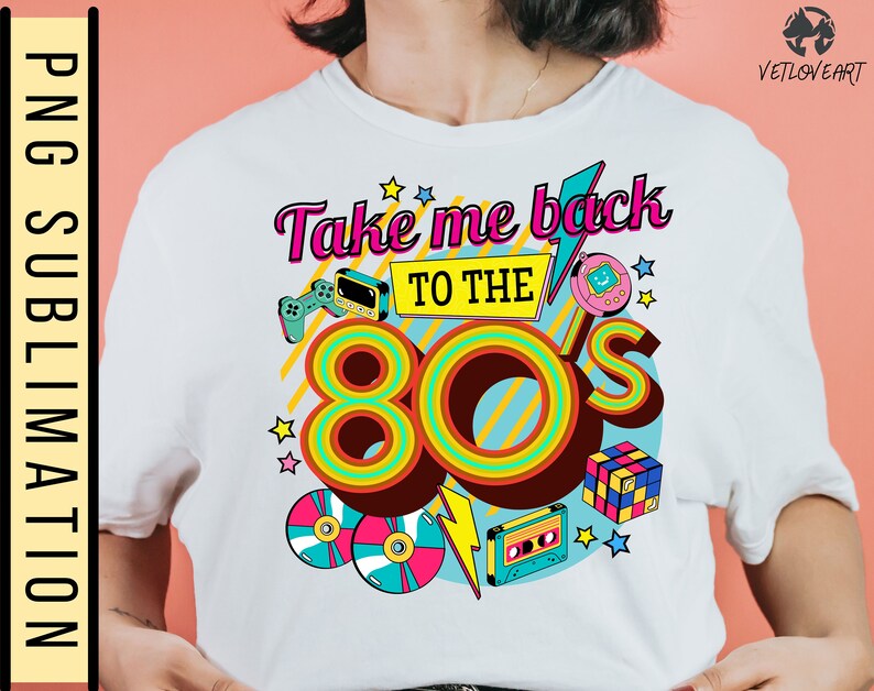 Retro 80s Design PNG: Sublimation & Printable Vinyl (digital Download ...