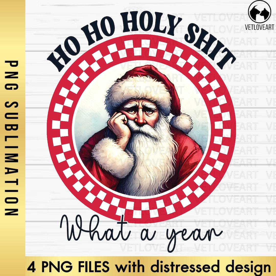 Ho Ho Holy Shit What A Year Png,funny Christmas Png,vintage Santa ...