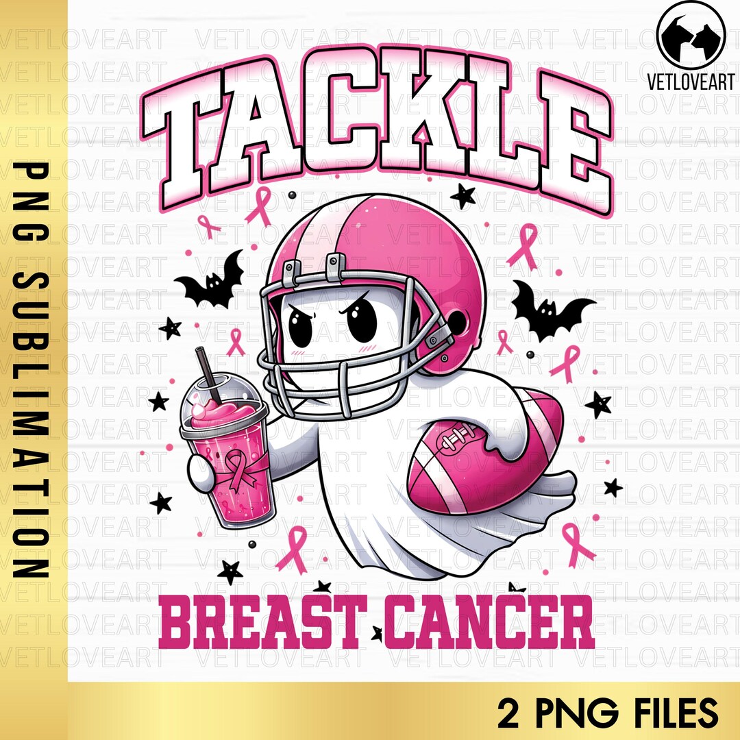 Breast Cancer Awareness Ghost PNG: Tackle Cancer Football Design ...