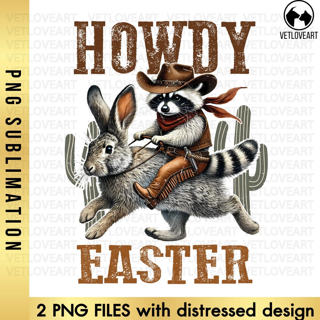 Howdy Easter Png,western Easter Bunny Png,raccoon Easter Png,cowboy ...