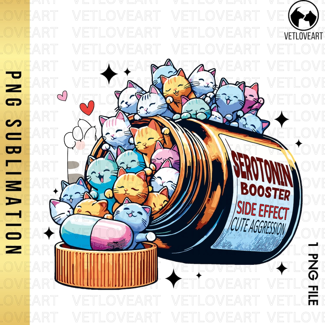 Serotonin Booster Cats Png,cat Mom Png,mental Health Png,cat Lover ...