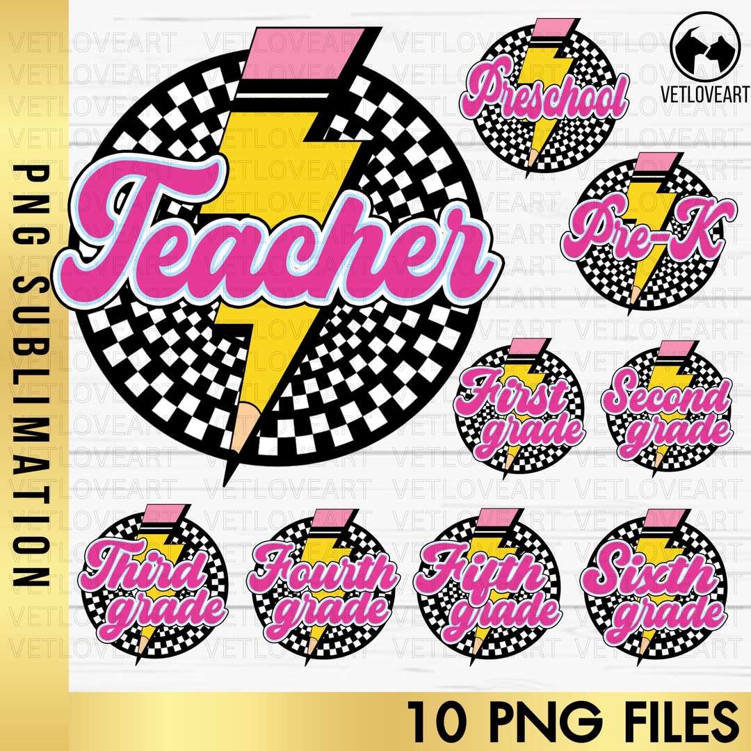 Retro Teacher Png,school Grade Bundle,retro Back to School Bundle Png ...