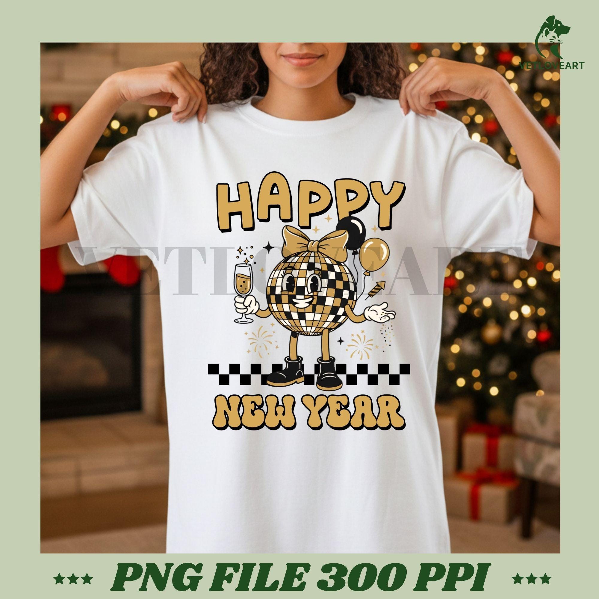 Retro New Year Disco Ball PNG, Boy Girl Design (digital Download) - Etsy
