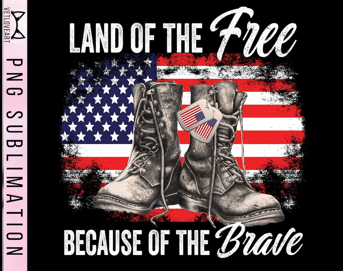Land of the Free Because of the Brave Png4th of July - Etsy