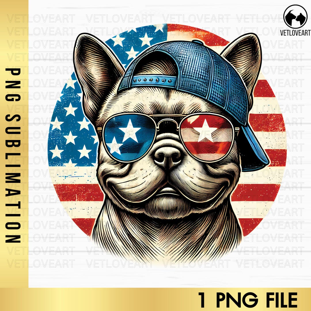 Patriotic Dog Png,french Bulldog Png,retro Fourth of July Png,retro ...