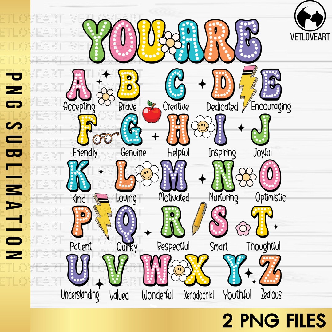 Teacher Alphabet PNG: God Says You Are, Back to School (digital ...